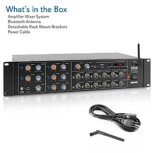 Pyle 8-Channel Wireless Bluetooth Power Amplifier - 4000W Rack Mount Multi Zone Sound Mixer Audio Home Stereo Receiver Box System w/ RCA, USB, AUX - For Speaker, PA, Theater, Studio/Stage - PT8050CH