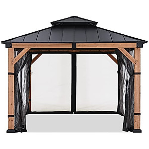 ABCCANOPY Gazebo Netting Replacement 10x10 - Universal Mosquito Netting for Gazebo and Pergolas Outdoor Mesh Netting Screen 4-Panel Sidewall Curtain with Double-Side Zippers (Black)