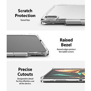 Ringke Fusion Plus [Case + Pencil Holder] Compatible with iPad Pro 12.9 Case (6th Generation 2022, 5th Generation 2021) Transparent Hard Back Shockproof Double Air Pocket Bumper - Clear