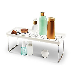 madesmart Large Stacking Shelf - Clear | CABINET COLLECTION | Organizer for Cabinet or Counter | Collapsible Legs for Storage | Non-slip Rubber Feet | BPA Free