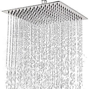 Rain Shower Head 12 inch, 304 Stainless Steel Large High Pressure Square Rainfall Showerhead for Bathroom, Easy to Install, Awesome Shower Experience
