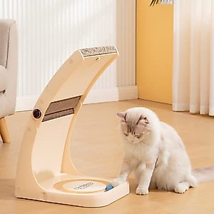 UniBlissy Cat Scratcher, Premium Cat Scratch Pad wtih Solid Frosted Frame and Turntable Toy, Vertical Curved Cat Scratchers for Indoor Cats, Replaceable Cat Scratching Cardboard