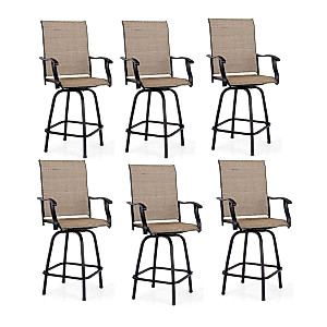 PHI VILLA Patio Bar Stools, Outdoor Swivel Bar Stools Bar Height Patio Chairs for Garden, Deck and Poolside…