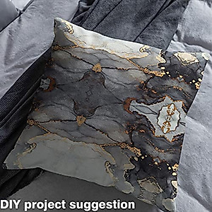 Erosebridal Marble Fabric by The Yard, Black Golden Pastel Upholstery Fabric, Marble Abstract Art Design Girls Decorative Fabric Bronzing Decor, Waterproof Indoor Outdoor Fabric 1 Yard