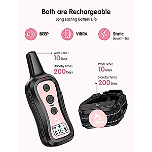 PATPET Dog Training Collar with Remote(8-100 lbs), Rechargeable Shock Collar for Medium Dogs, Up to 1000 ft Remote Range IPX7 Waterproof Dog Shock Collar