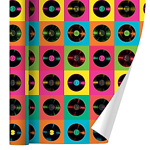 GRAPHICS & MORE Vinyl LP Records Rainbow Colored Background Gift Wrap Wrapping Paper Rolls