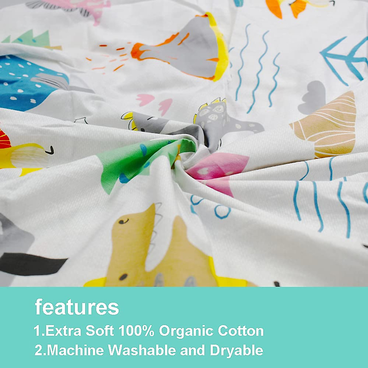 Fitted Crib Sheets for Boys & Girls, Ynaicee 100 percent Cotton Baby Dinosaur Crib Sheets for Standard Crib Nursery Bedding Sheet, Soft Hypoallergenic & Breathable Toddler Sheet 52”X 28”X 9”