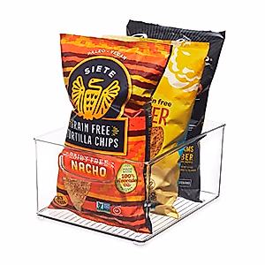 iDesigniDesign Recycled Plastic Extra-Large Bin, 10” x 8” x 5 & Cabinet Binz Divided Rotating Turntable Tea Packet Organizer, 9" x 9" x 3.01", CleariDesign