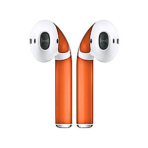 APSkins Silicone Case and Stylish Skins Compatible with Apple AirPod Accessories (Orange Case & Skin)