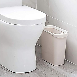 2Pcs Slim Narrow Wastebasket Under Desk Trash Can Corner Garbage Container Bin with Handle for Home Office(White)