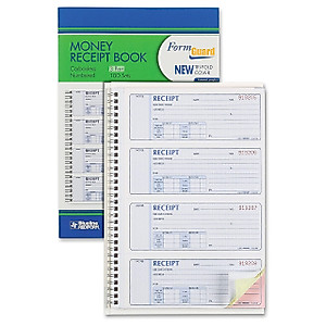 Rediform Formguard Money Receipt Book, 2.75 x 7 Inch, 4x100 Receipts (8L808R)