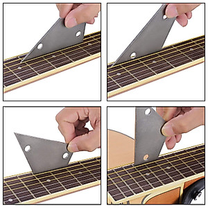 Guitar Neck Notched Straight Edge Luthiers Tool with Guitar Fret File, Fret Rocker, Fingerboard Guards Protectors and Grinding Stones for Gibson 24.75" and Fender 25.5" Electric Guitars