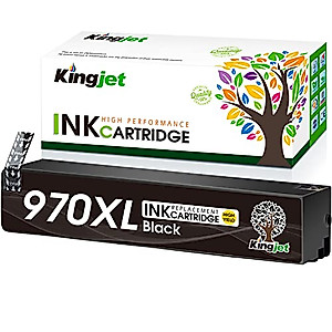 Kingjet Compatiable for HP 970XL Black Ink Cartridge Replacement for HP 970 971 970XL 971XL Work with Officejet Pro X576dw X451dn X451dw X476dw X476dn X551dw Printers, 1 Pack for HP Ink 970XL Black