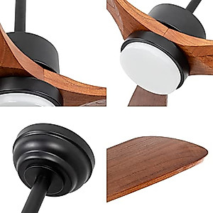 VACILL 52 inch Wood Ceiling Fans with Lights and Remote 120V,DC Motor,Indoor Outdoor Noiseless Reversible Ceiling Fan,6 Speed Levels,LED Dimmable,Color Mahogany