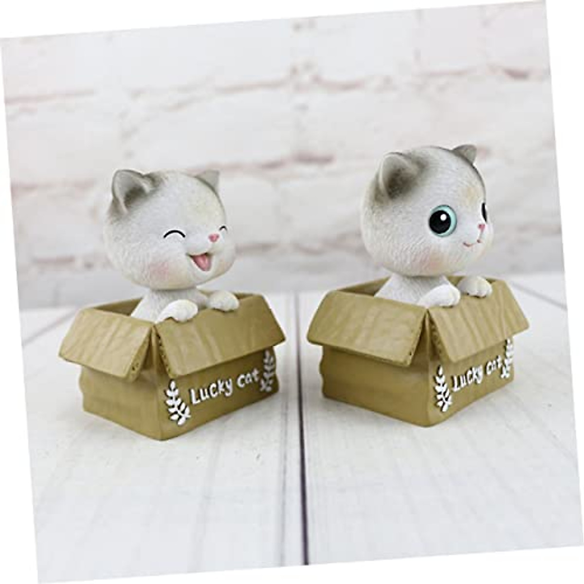 HEASOME 2pcs Cat Bobble Head Ornament Car Decoration Christmas Party Stocking Stuffer Auto Decorations Resin Cat Toy White Child Shake Your Head