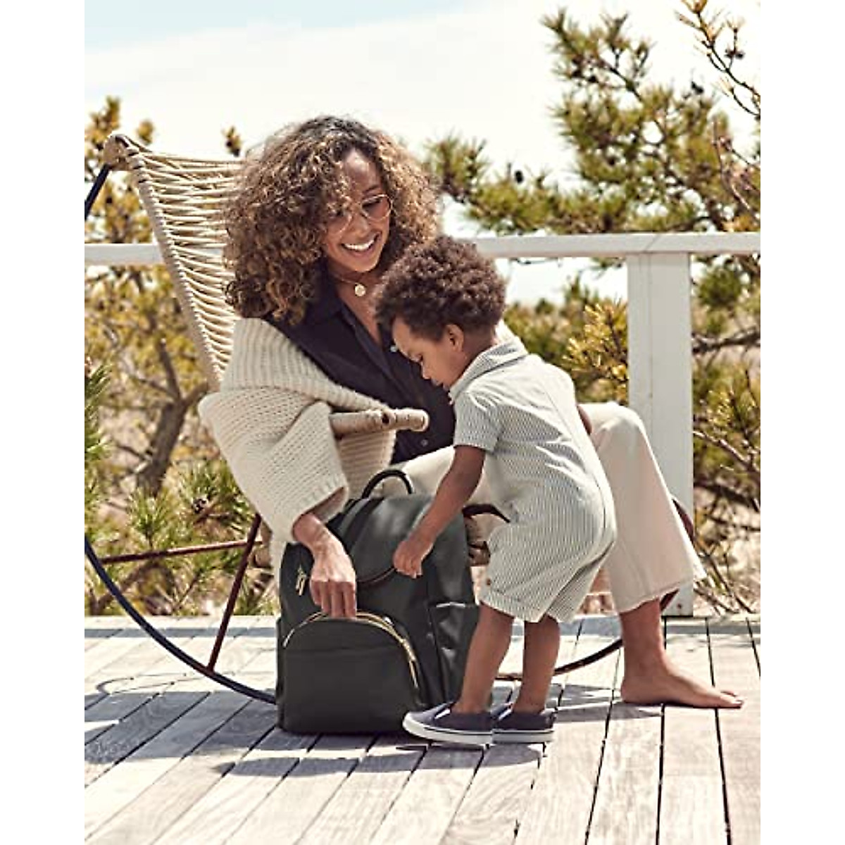 Skip Hop Diaper Bag Backpack: Evermore, Multi-Function Baby Travel Bag 6 in 1, Black