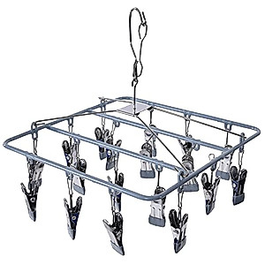 jerss Drying Rack Hanger Pants Clip Windproof Clothes 18 Clip Silver Home Underwear Clip Sock Rack 18 Clips Non Slip Stainless Steel with Outfit Clip Fastener for Dry Holder Hook