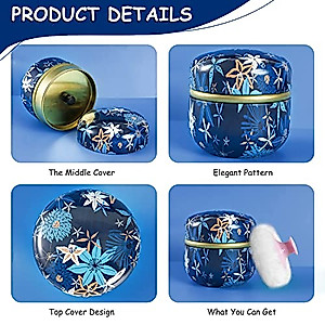 Qopoto Large Powder Puff for Body Powder and Container for Loose Powder, Baby Powder Puff and Powder Box for Bath and Travel (Midnight Flowers)