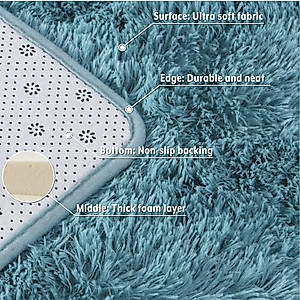 Vasofe Soft Turquoise Green Fluffy Runner Rug 2x6 Shag Bedroom Rug, Fuzzy Living Room Rug for Boys Girls, Plush Nursery Rugs for Dorm, Classroom, Teens, Shaggy Furry Throw