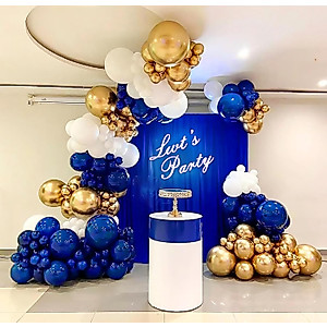 BAUANOOY 100pcs Royal Blue Balloons 12 inch, Navy Blue Latex Balloons with Blue Ribbon for Graduation Baseball Baby Shower Wedding Graduation Birthday Party Decorations