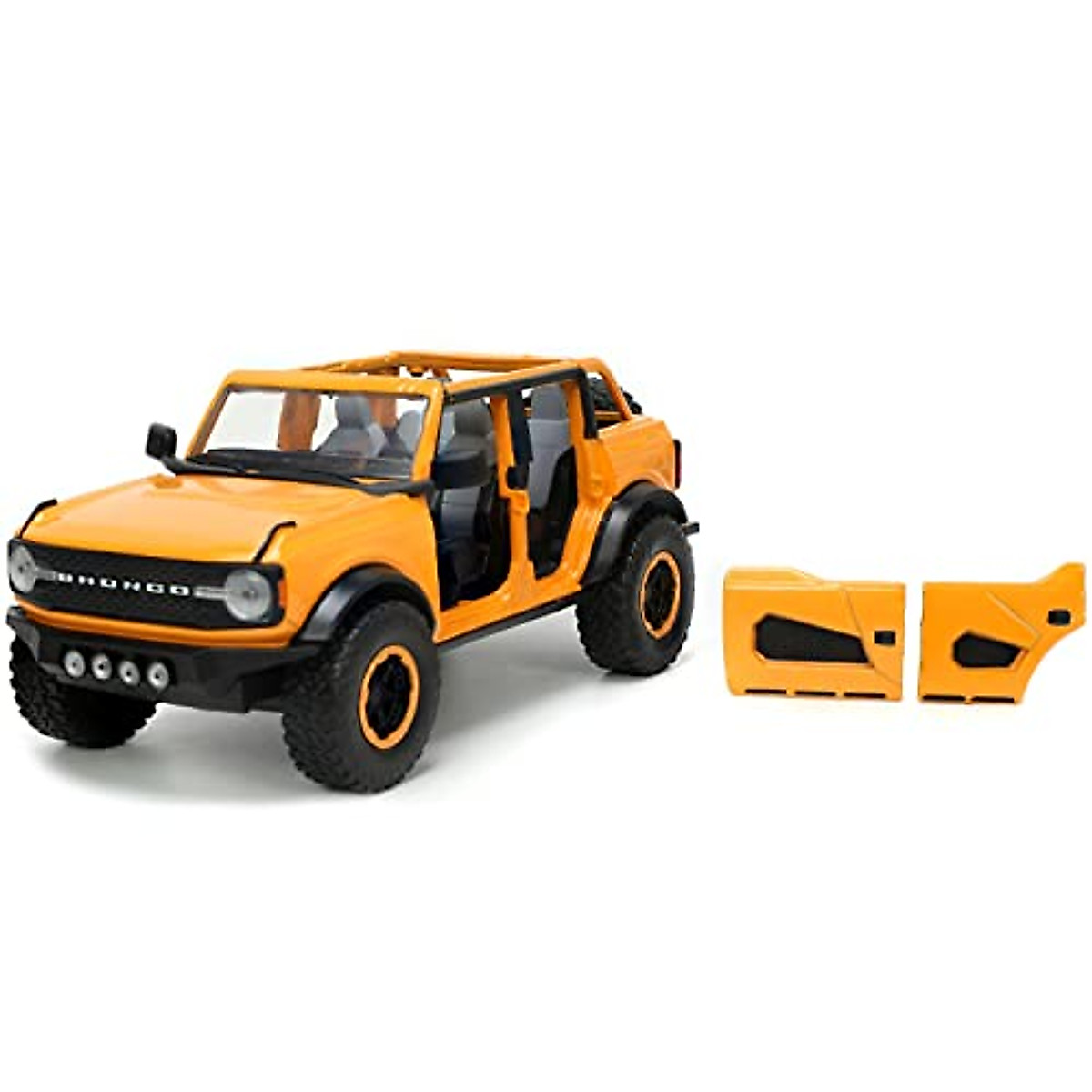 Jada Toys Just Trucks 1:24 2021 Ford Bronco Die-cast Car Orange with Tire Rack, Toys for Kids and Adults