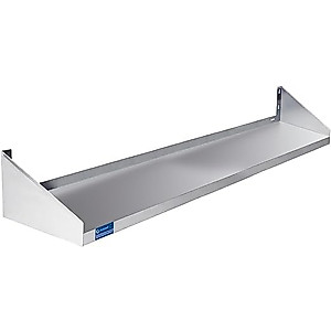 Express KitchQuip Premium Quality Stainless Steel Wall Shelf with Side Guards | Commercial Metal Shelving | | NSF Certified | (48" Long x 12" Deep)