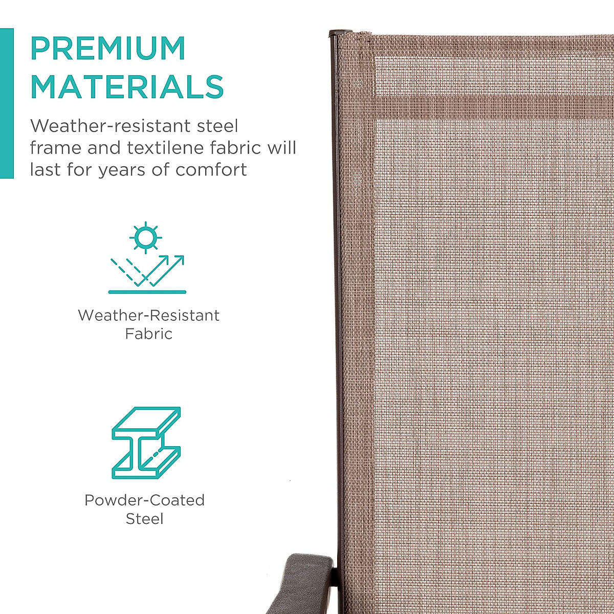 Best Choice Products Set of 2 Outdoor Patio Chaise Lounge Chair Adjustable Reclining Folding Pool Lounger for Poolside, Deck, Backyard w/Steel Frame, 250lb Weight Capacity - Brown