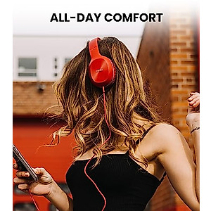 Edifier W800BT Plus Wireless Headphones Over-Ear Headset - Qualcomm® aptX - Bluetooth V5.1 - CVC™ 8.0 Call Noise Cancelling - 55H Playtime - Built-in Microphone - Physical Button and App Control, Red