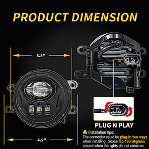 Z-OFFROAD New LED Fog Lights Driving Lamps Assembly Replacement for 2016-2022 Tacoma 2014-2022 4Runner 2014-2019 Tundra Truck, Driver and Passenger Side- Black