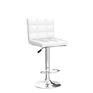 ZENY X-Large Bar Stools - Counter Chairs Adjustable Counter Height Swivel Barstools Set of 4, Square PU Leather Kitchen Counter Height Bar Stools, Kitchen Island Chairs,White