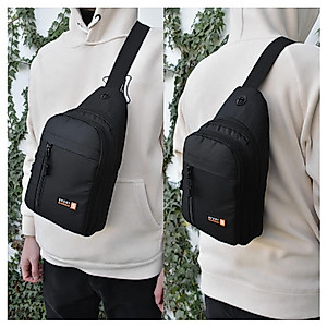 Gurislife Sling Bag For Men Women, Small 6L Mini Crossbody Bags Black Fanny Pack, Lightweight One Strap Shoulder Backpacks For Men, Sling Chest Bag Casual Daypack For Work Travel Camera Hiking, Black