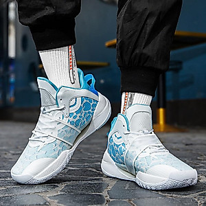 DHOVOR Womens Basketball Shoes Teenager Fashion Basketball Sneakers Anti-Slip Girls Basketball Shoes Indoor and Outdoor White