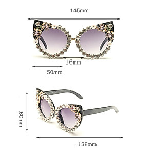 Oversized Diamond Sunglasses Women Rhinestone Cat Eye Sunglasses Vintage Female Sparkling Party sunglasses Eyewear (white, X)