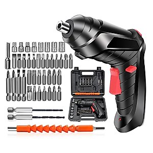 Electric Screwdriver 47pcs Cordless Screwdriver 3.5N.m Power Screwdriver, 3.6V Cordless Drill Screwdriver Rechargeable with Led Light, Deformation Handle (Large)