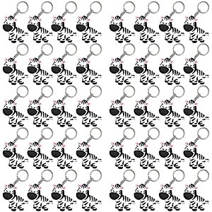 Elecrainbow 40 Pack Zebra Keyring Pack Party Favor for Zebra Lover, Guest Return Gift, Wild Animal Themed Party, Baby Shower, Birthday