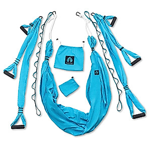 Aerial Yoga Swing Set - Yoga Hammock Aerial Swing - Aerial Sling Inversion Fly Kit - Flying Yoga Inversion Tool - Antigravity Ceiling Hanging Yoga Sling - Adult Kids Arial Door Yoga Swing (BLUE)