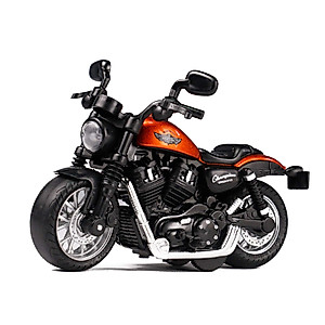 MING YING 66 Mini Toy Motorcycle - Pull Back Toy Cars with Sound and Light Toy,Toy Motorcycles for Toddlers,Motorcycle Toys for Boys Age 3-9 (Orange)