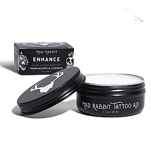 Mad Rabbit Tattoo Balm & Aftercare Cream- Color Enhancement that Revives Old Tattoos, Hydrates New Tattoos, Made With Clean Ingredients + Petroleum Free, Daily Tattoo Lotion Moisturizer & Brightener