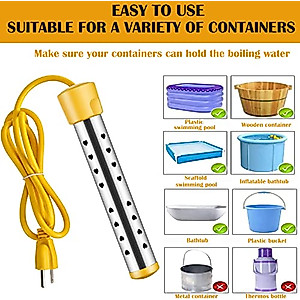 Immersion Water Heater, with 304 Stainless Steel Cover Intelligent Temperature Control and Digital LCD Thermometer Portable Bucket Heater Heat 5 Gallons of Water in Minutes 1500W