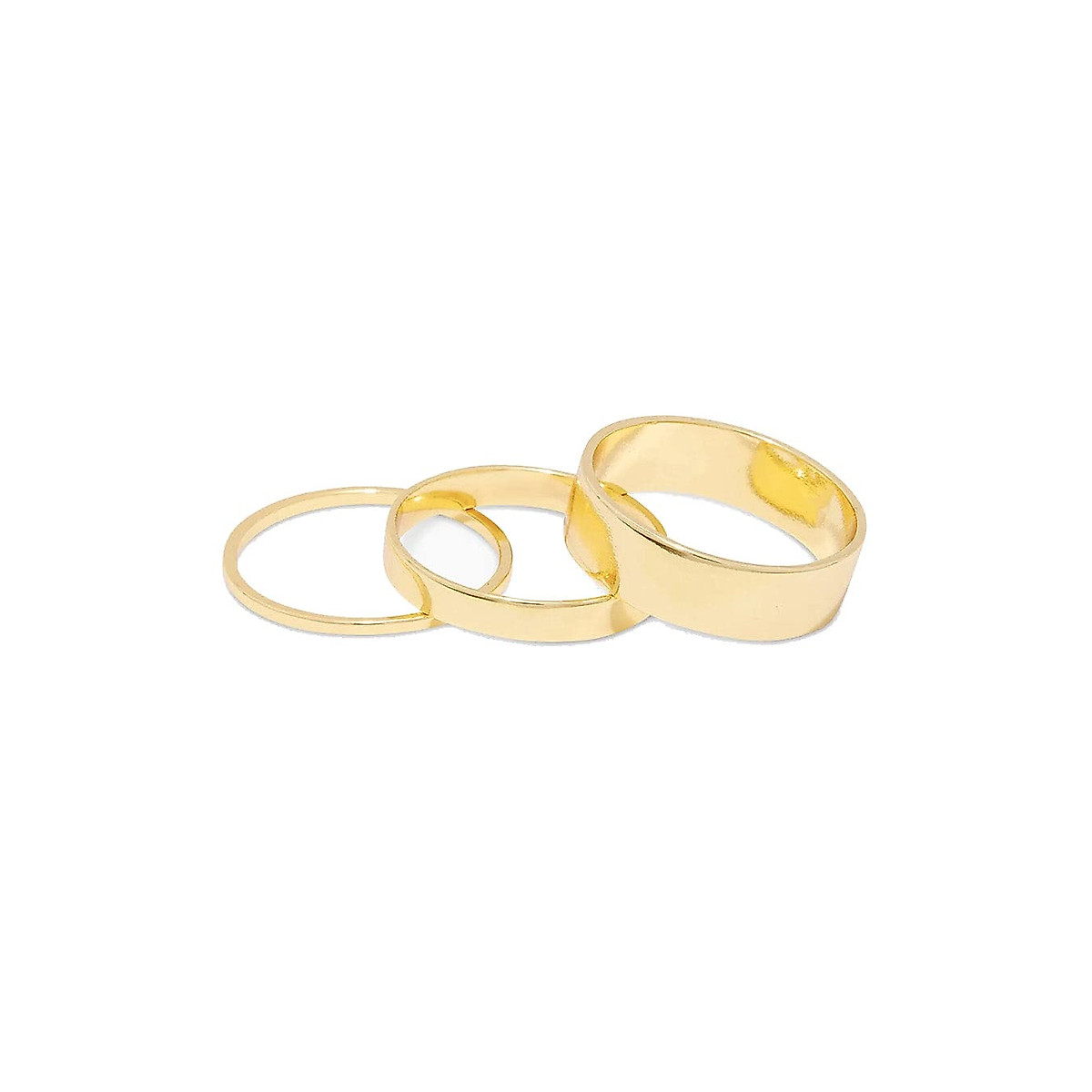 gorjana Women's Rose Ring Set, 18k Gold Plated, Set of 3 Flat High Shine Bands, Size 7