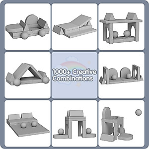 AiWMGL Nugget Couch Kids Grey with Crawl Tunnel Convertible Play Mat, Modular Play Couch for Toddlers 1-3, Kids Couch Building Fort 1-10 Years, Floor Soft Foam Sofa for Toddler