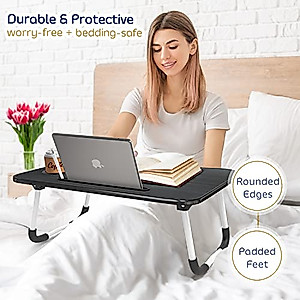 Nestl Lap Desk for Laptop - Foldable Laptop Desk for Bed and Couch, Portable and Lightweight Laptop Stand for Bed Breakfast, Working, Reading, and Writing, Black Lap Table, Large Laptop Tray