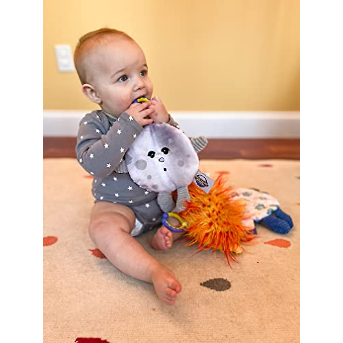 Celestial Buddies Over The Moon for You Gift Box Set - Baby Board Poem & Crunch Bunch Plush Sensory Learning Educational Space Planet Teether Toy