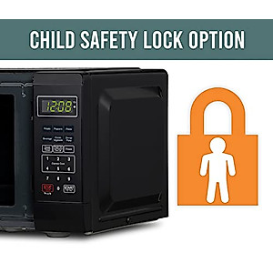 Farberware Compact Countertop Microwave Oven 0.7 Cu. Ft. 700-Watt with LED Lighting, Child Lock, Easy Clean Grey Interior, Retro Black