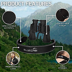 BlueCabi Neoprene Neck Shoulder Strap for Cameras and Binoculars - Comfortable Adjustable Fit for Men and Women with Anti Slip Material - Lightweight Design for Binocular Telescopes, and Rangefinders