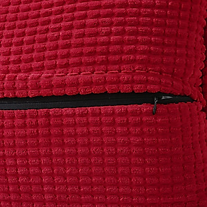 Ikuoic Red Decorative Throw Pillow Covers 20x20 Inch Set of 2,Square Cushion Case,Soft Cozy Corduroy Striped Fabric,Modern Home Decor for Couch,Bed