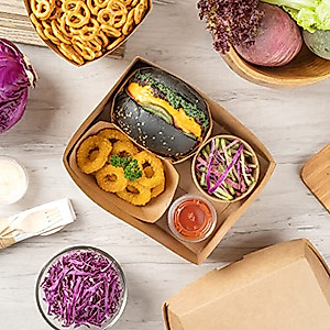 Restaurantware Bio Tek 8.4 x 6 x 3.5 Inch Burger Trays 100 Disposable Paper Food Trays - Recyclable Sturdy Kraft Paper Movie Snack Trays For Meals Snacks And Baked Goods