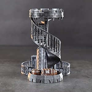 AUSPDICE DND Dice Tower - 36 Step Retro Color Tower for High Randomness in Table Games Like Dungeons and Dragons - Perfect Role Playing Game Gift (Ancient Silver Color)