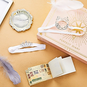 2 Pieces Baby Crown Baby Tiara baby crown headband baby girl crown Newborn Crown for Baby Girl infant tiara princess tiaras for little girls Birthday Elastic hair band Photography Outfits (Silver, White)