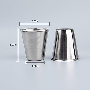Azure Zone, 6 Pack Stainless Steel Shot Cups Metal Espresso Glass Barware Drinking Tumbler Vessel for Cocktail Beer Whiskey Water Bar Home Restaurant Tequila Liquor Party Silver 2 Ounce